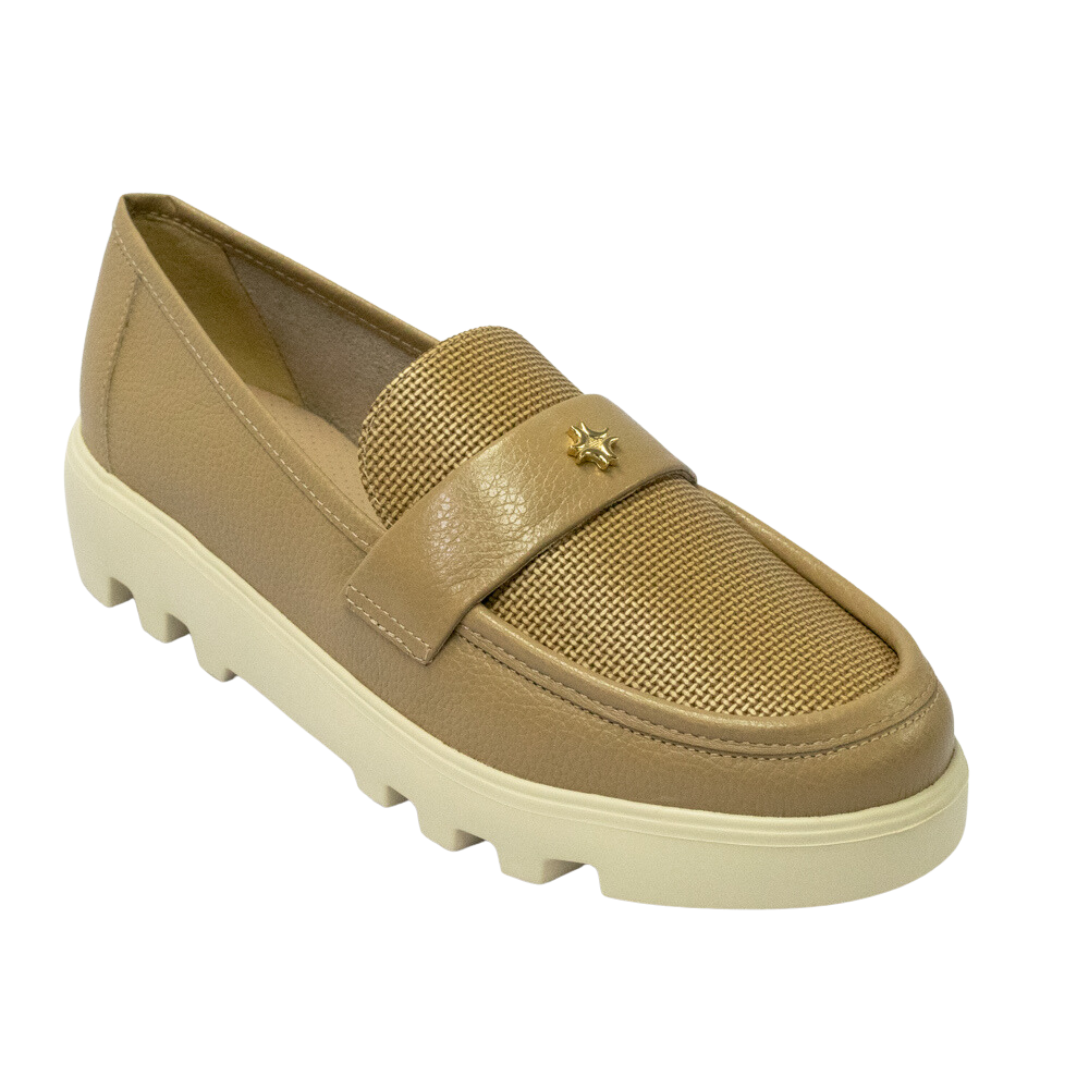 Sapato Luz da Lua 56150009 Loafer em Couro Natural New Ridge Sândalo ...