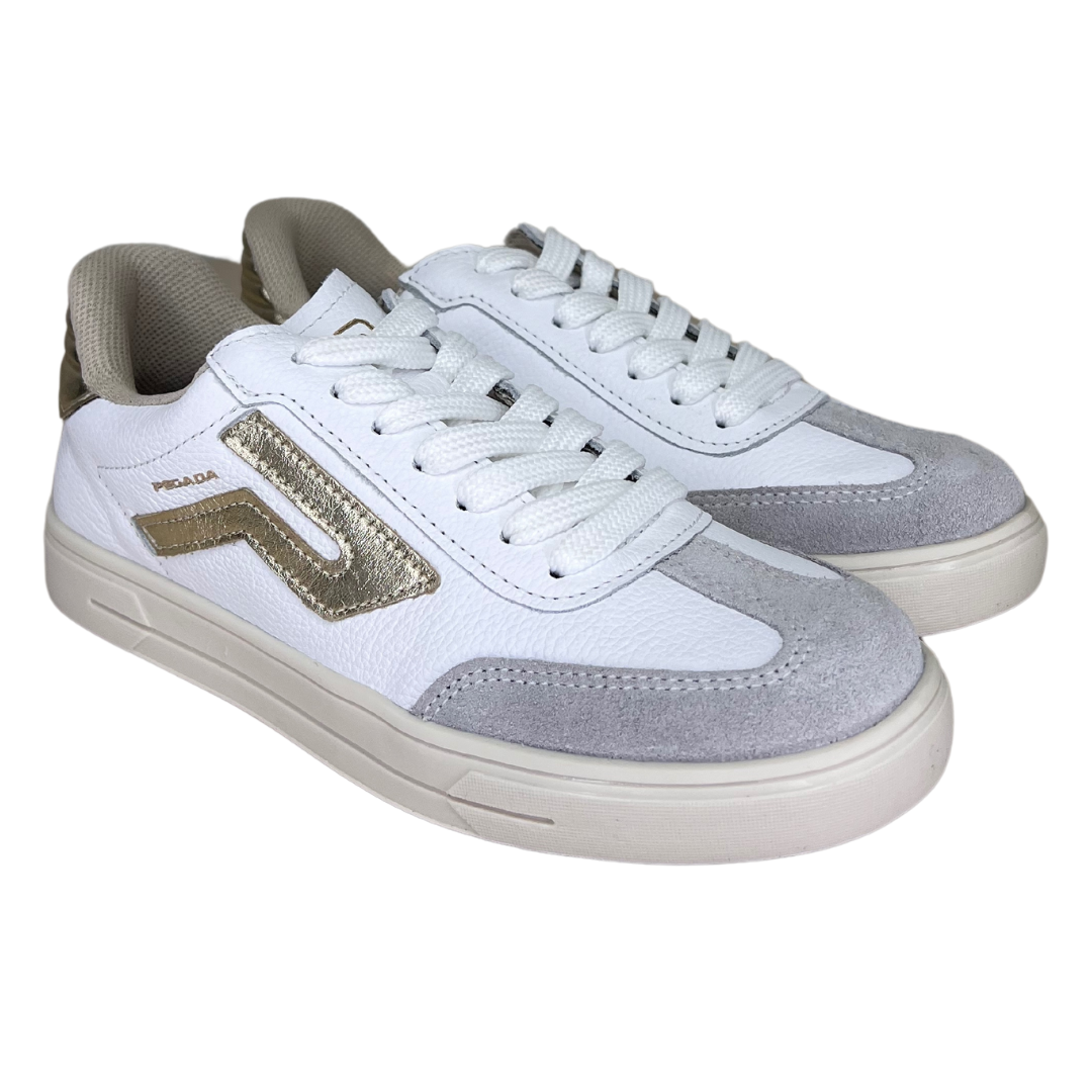 Tênis Pegada 211154-4 Couro Natural Metalizado Branco - Islen Calçados